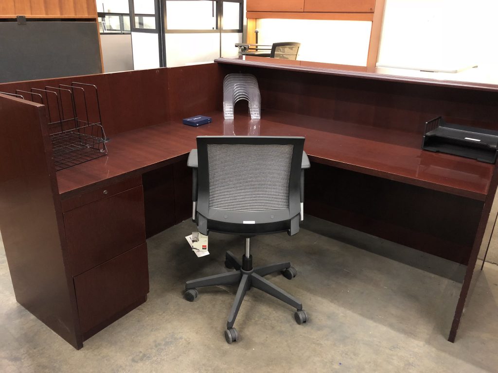 Rudnick Mahogany Reception Desk - Office Solutions Inc