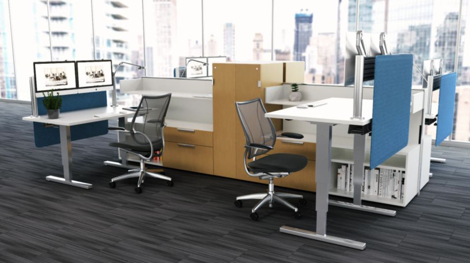 #388 6x6 Teknion District Sit to Stand Workstations - Office Solutions Inc